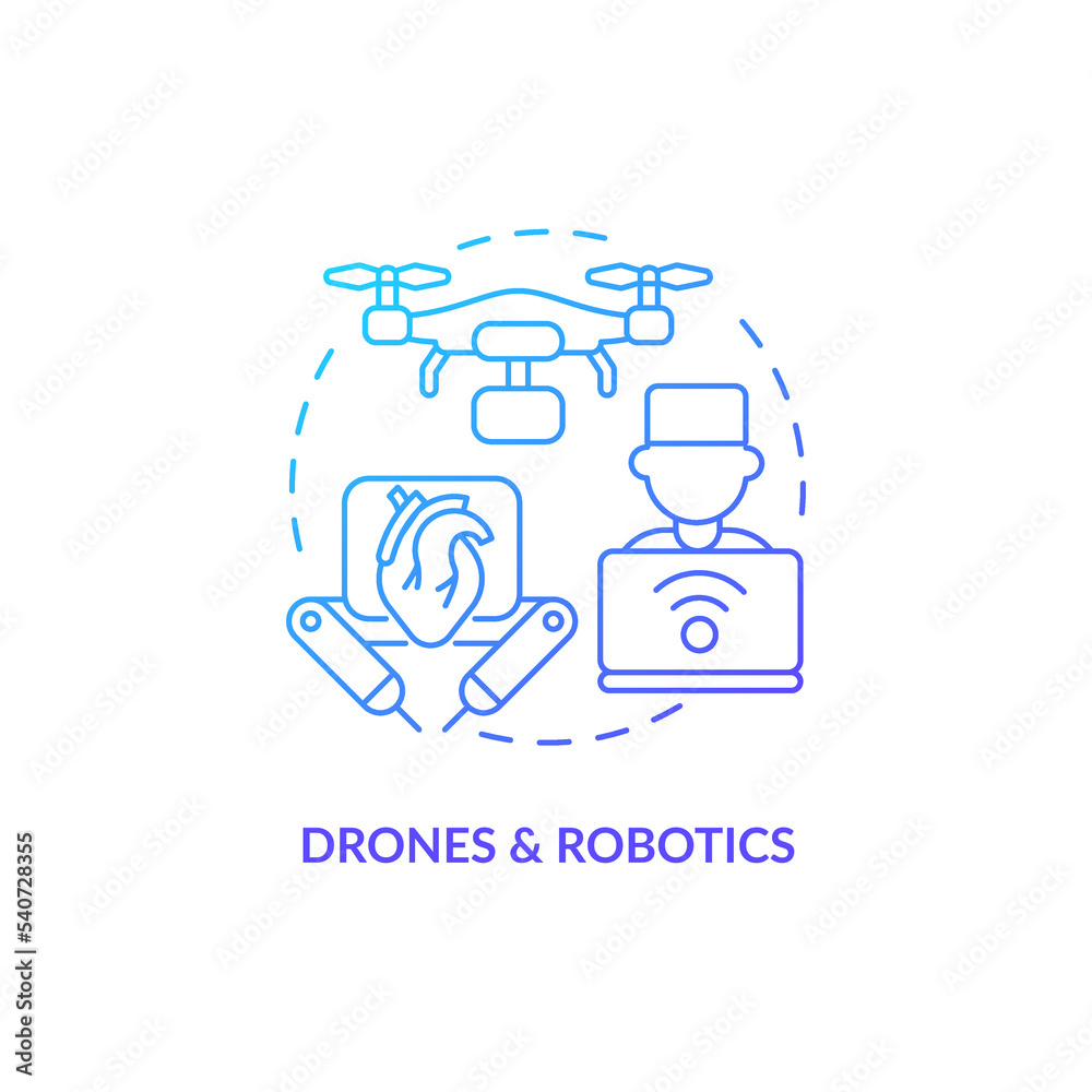 Vetor de Healthcare digitalization blue gradient concept icon. Medicine in post pandemic era ...