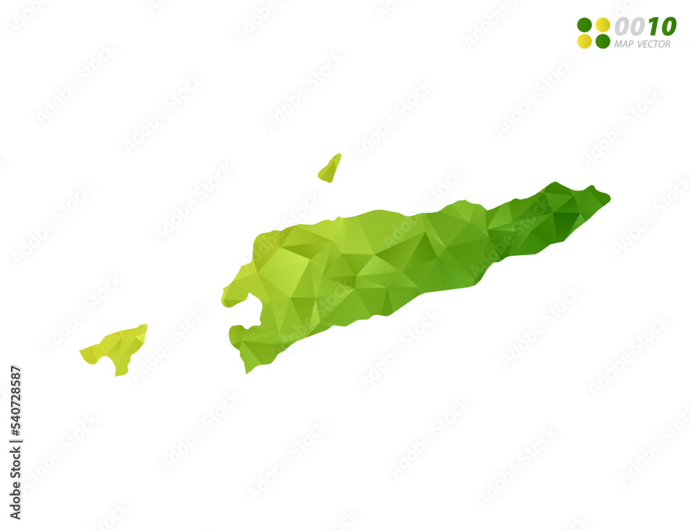 Vector East Timor map green and yellow polygon triangle mosaic with ...