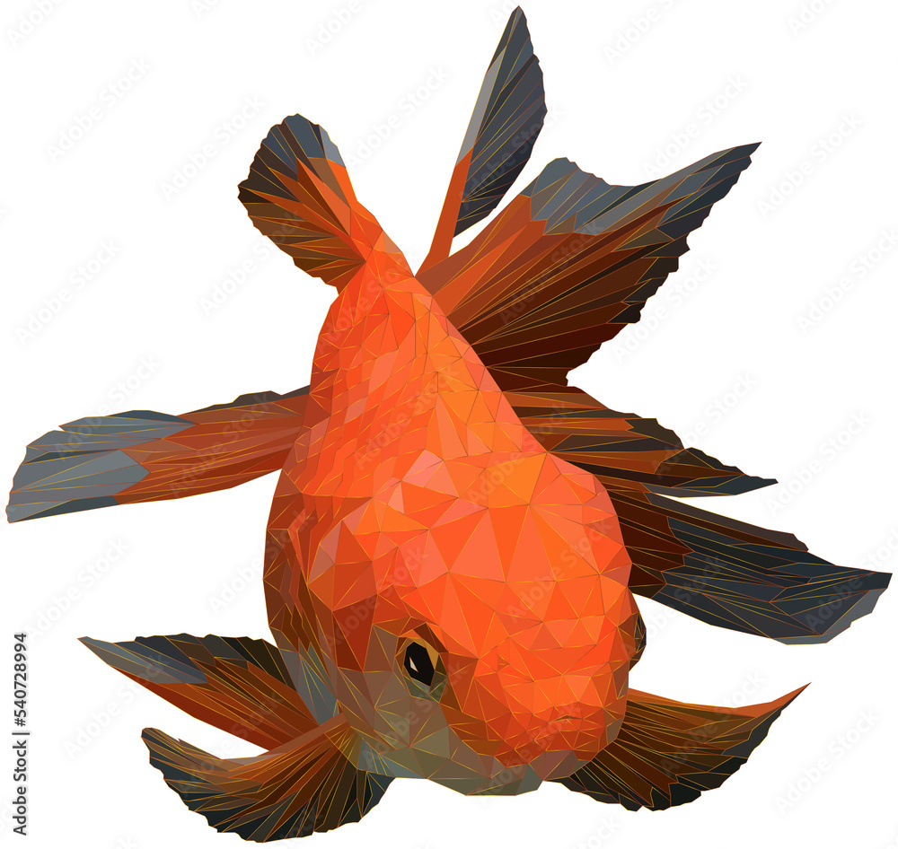 Low polygon hand draw of golden fish. Stock Illustration | Adobe Stock