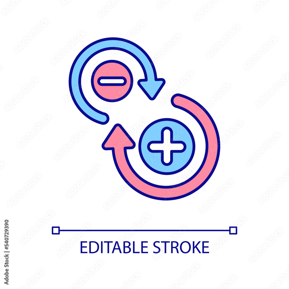 Complementary advantages and disadvantages RGB color icon. Revaluation ...