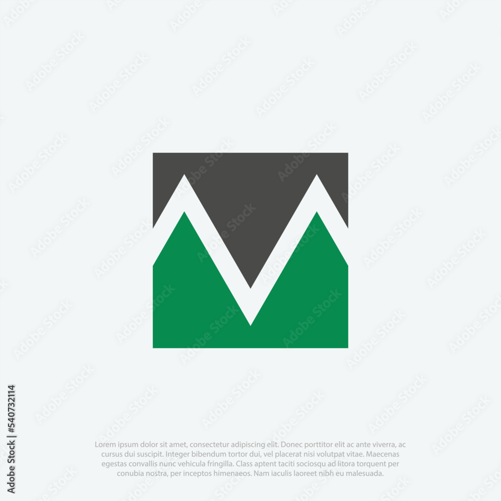 Initial M logo as mount shape, M logo for mount with initial M, simple ...