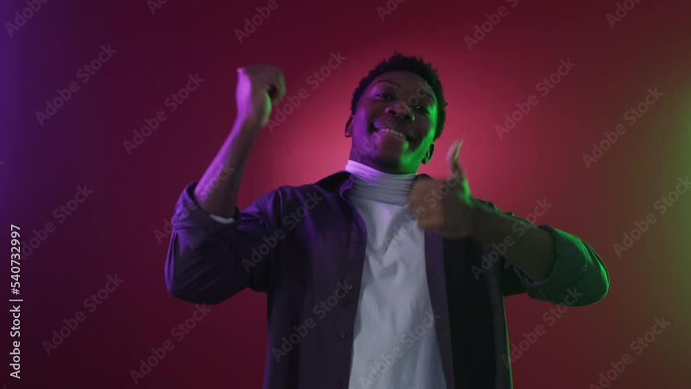 Encouraging gesture. Well done. Positive feedback. Neon light pleased ...