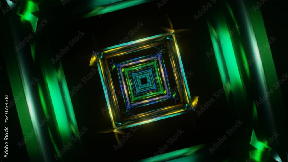 Pulsating neon square shape background VJ Loop. 3D graphics for music stage transition, shows ...