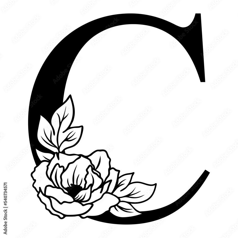 Floral letter C svg, Initial letter C with flower, Monogram alphabet Stock Vector | Adobe Stock
