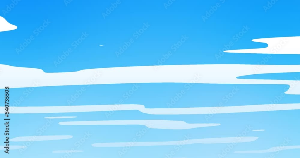 Splash screen with animated summer sky and cartoon clouds. Infinitely ...