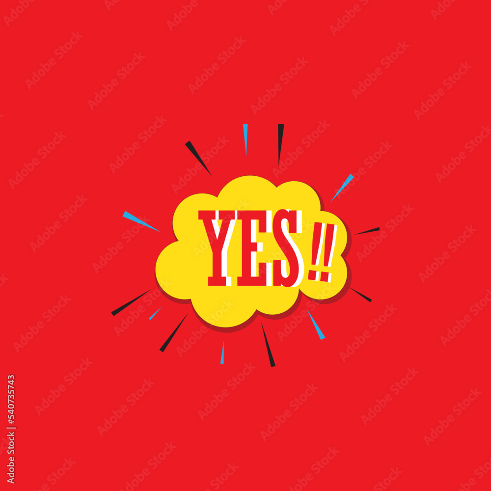 Yes word comic book coloring vector illustration Stock Vector | Adobe Stock