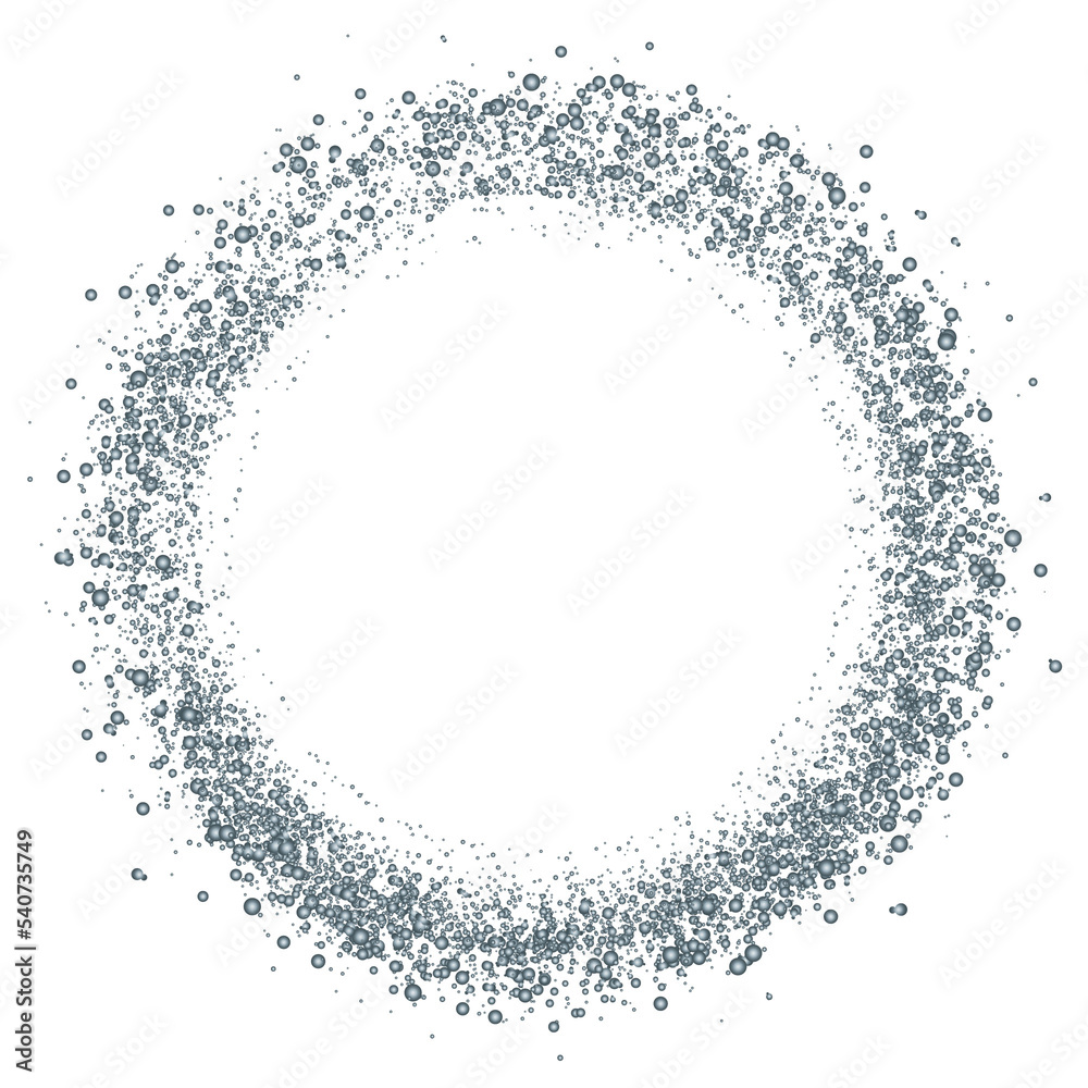 Silver dust dots circle frame on transparent background. Abstract ...