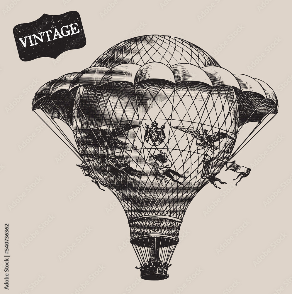 Vintage Transportation. Passenger Aircraft. Balloon, Dirigible or ...