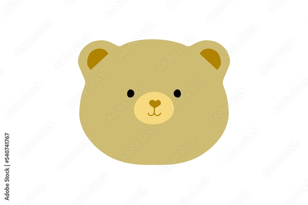 Bear shape head in brown colour and cute face. Smiling bear and cute ...