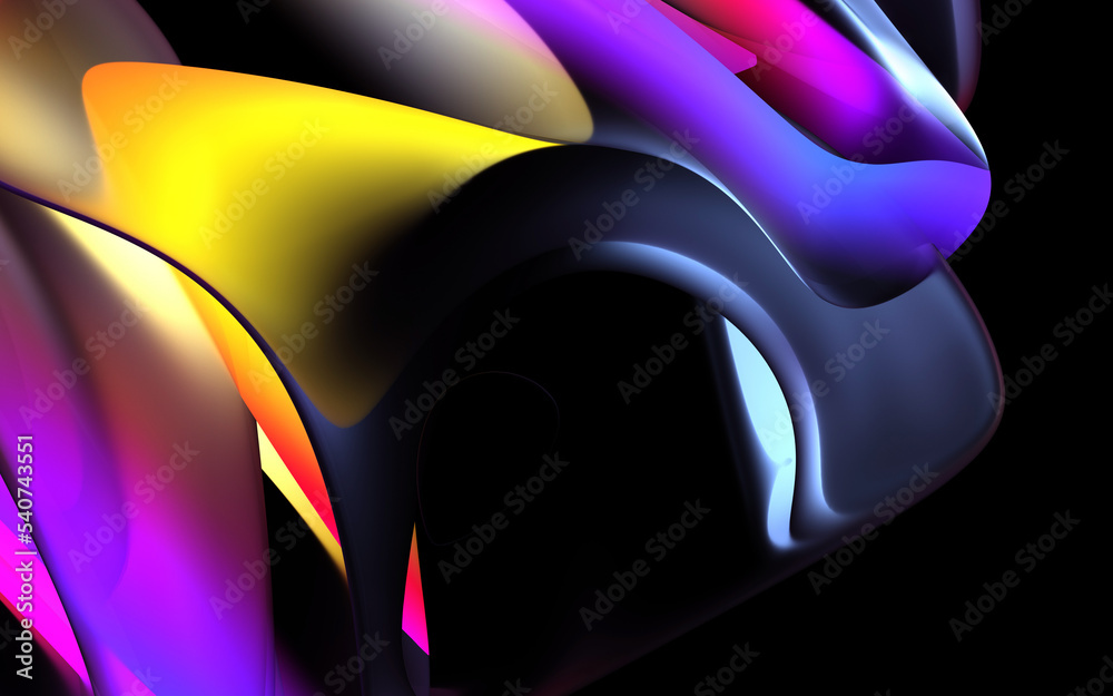 3d render of abstract art with part of surreal cubical ice glass object ...