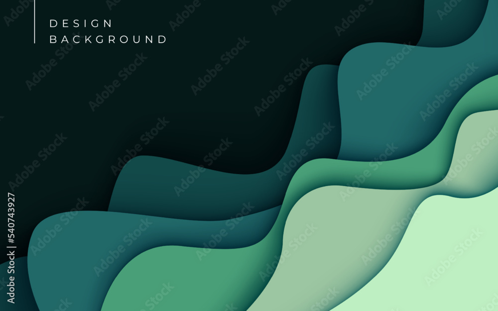 Multi layers green color texture 3D papercut layers in gradient vector ...