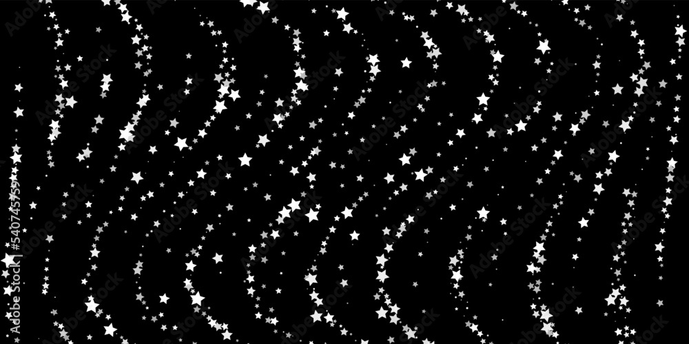 Falling confetti stars. White stars on a black background. Festive ...