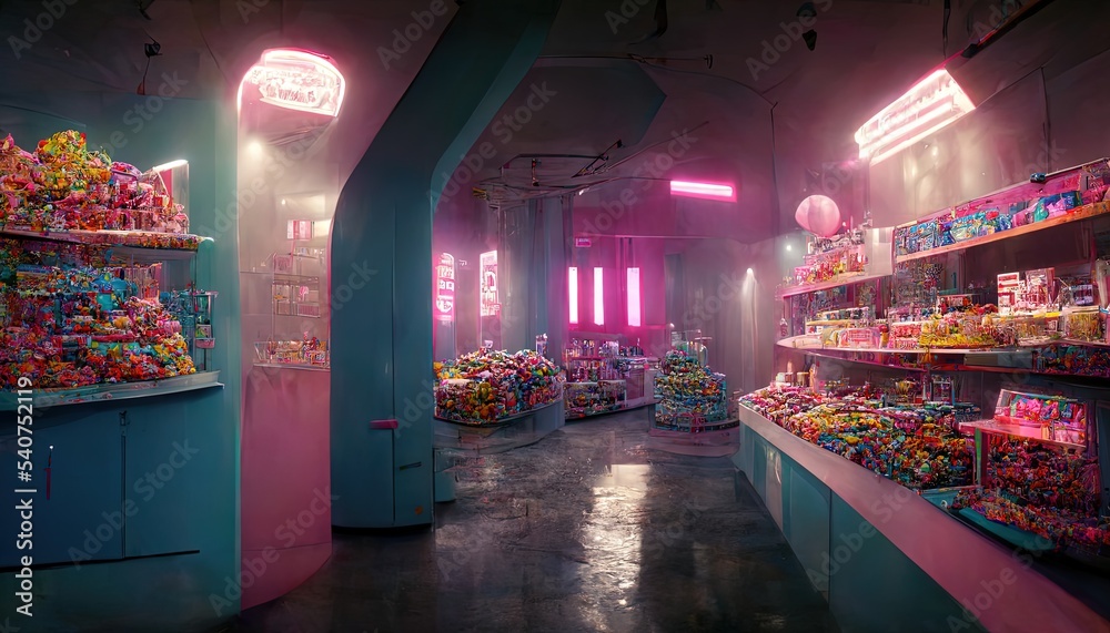 Candy shop interior. Colorful sweets illustration Stock Illustration ...