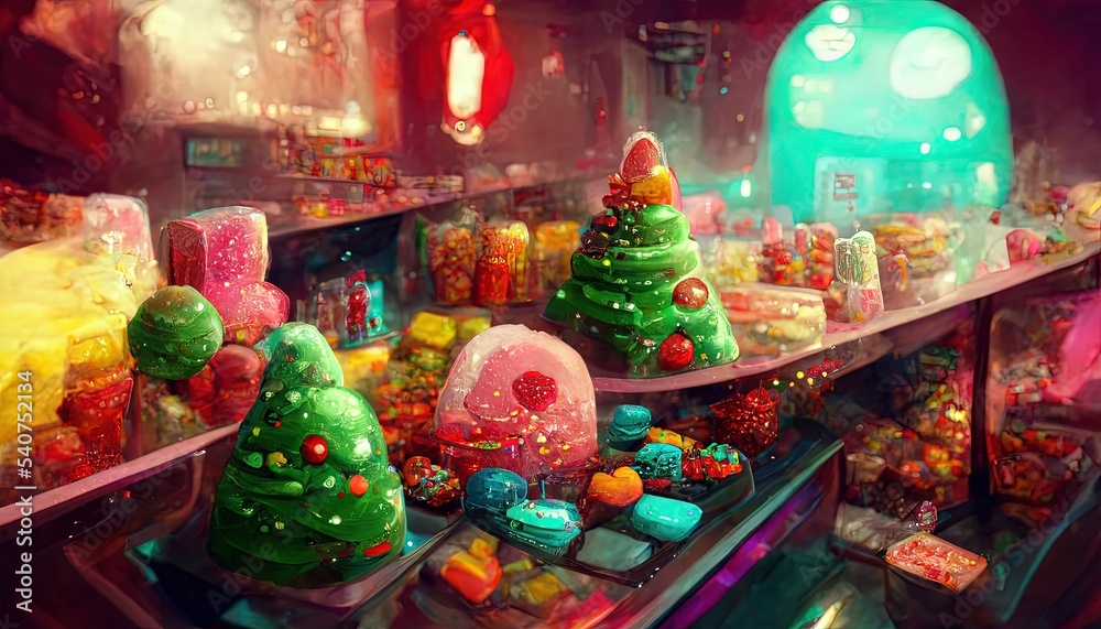 Candy shop interior. Colorful sweets illustration Stock Illustration ...