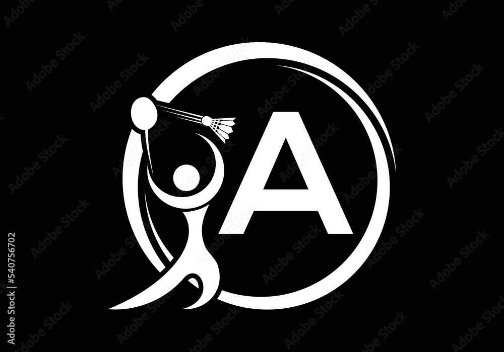Letter A Badminton Logo Concept With Moving Badminton Icon. Badminton ...