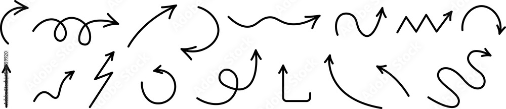 Arrow on transparent background. Hand drawn arrows. Set simple arrows ...