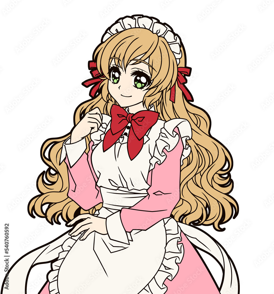Clip art of anime-style girl in maid's uniform Stock Illustration ...