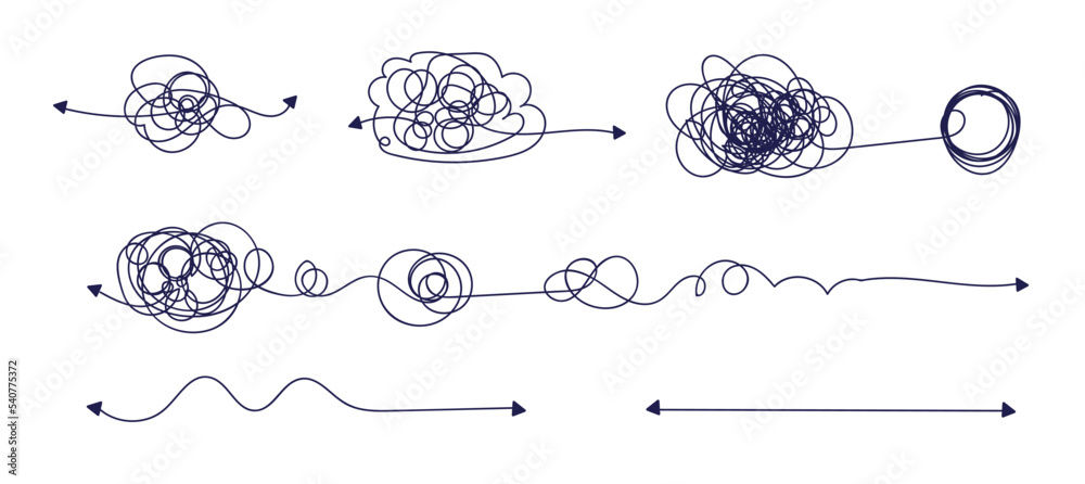 Vetor de Chaos solving. Tangled lines turn into straight lines as a ...