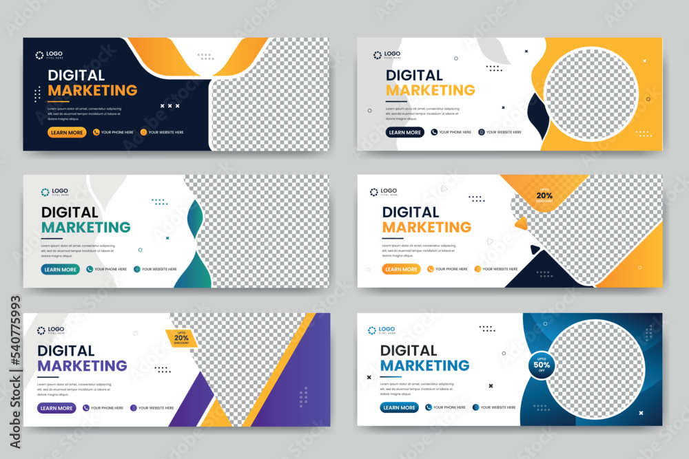 Abstract business banner design web template Set, Horizontal header web ...