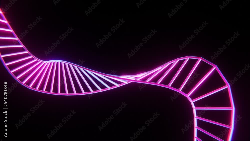 DNA genome sequence structure animation. Purple DNA twin screw threads ...
