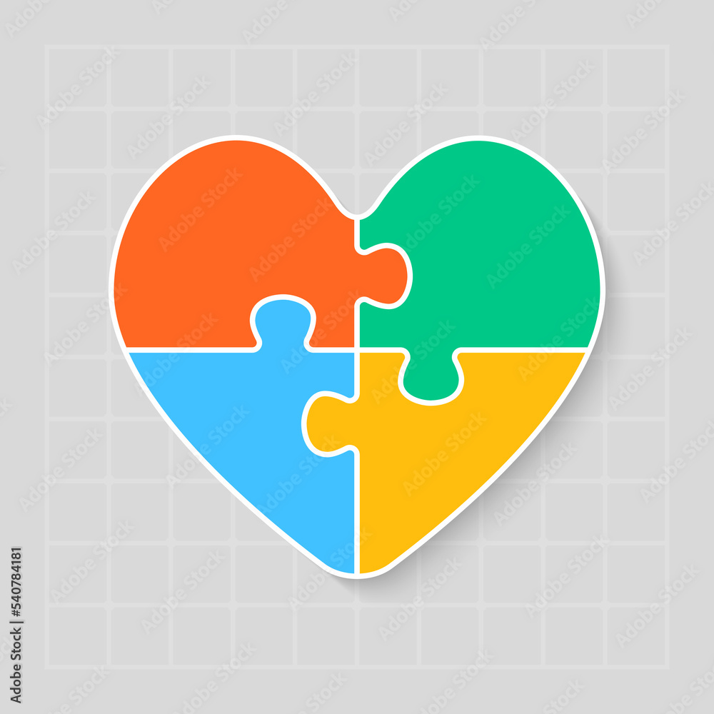 Diagram infographic timeline, heart puzzle jigsaw Stock Vector | Adobe ...