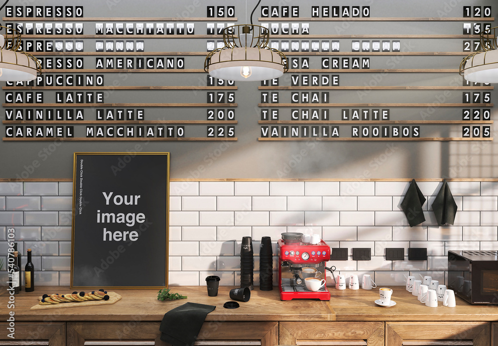 Coffee Place Poster Mockup Stock Template | Adobe Stock