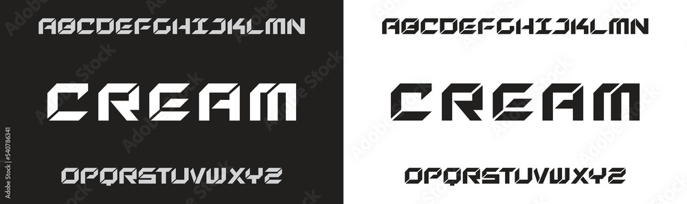 CREAM Elegant Modern alphabet letters font. Classic Tech Lettering ...