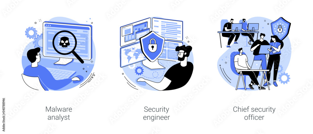 Cybersecurity professions isolated cartoon vector illustrations se ...