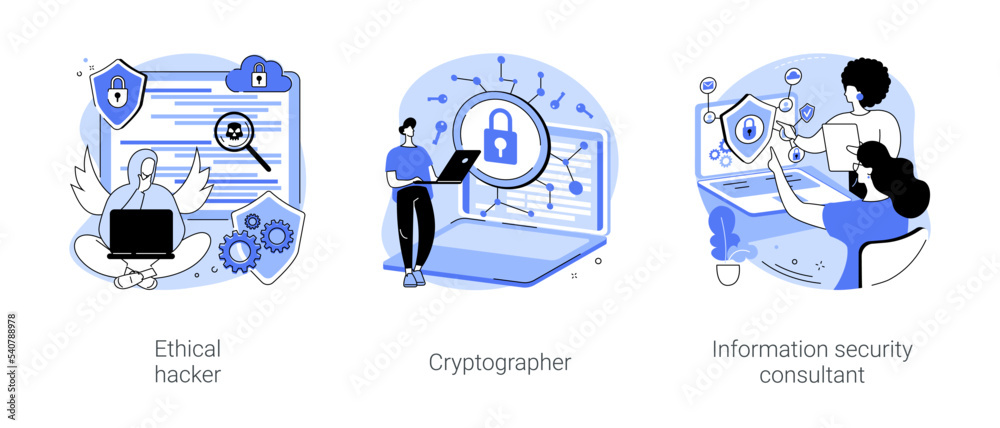 Information technology security isolated cartoon vector illustrations ...