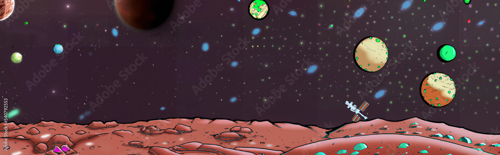 Cartoon Mars Landscape Stock Illustration | Adobe Stock