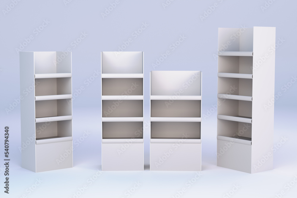 Various POS Floor Stand Display, Blank Empty Advertisement Stand Mock ...