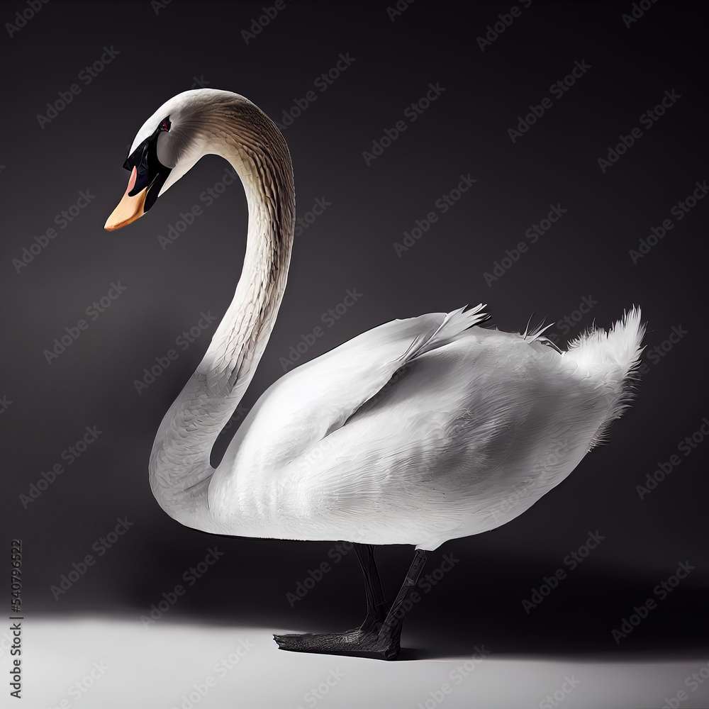 Beautiful swan in studio setting as wildlife illustration Stock ...