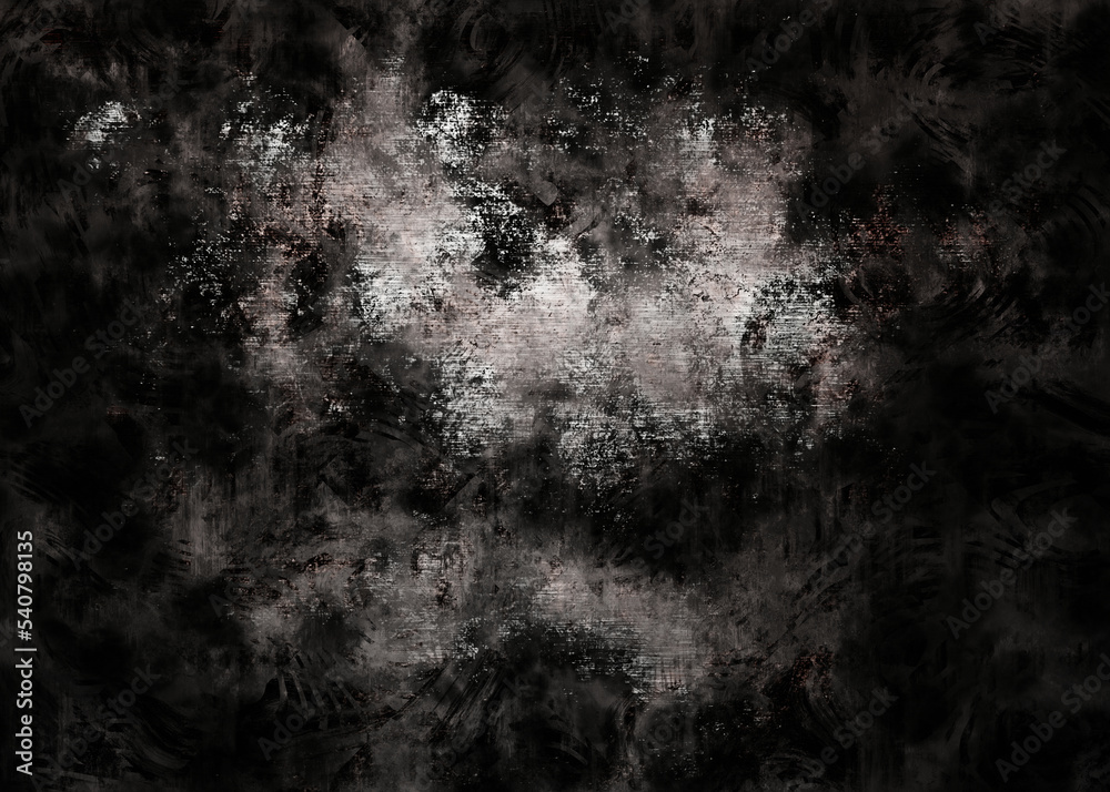 Grunge dark watercolor manuscript with splashed grunge grey and spots ...