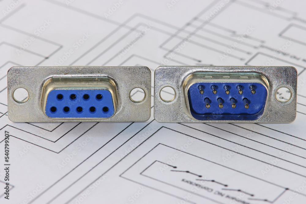 D-SUB 9 connector for connecting computer devices on an electronic ...