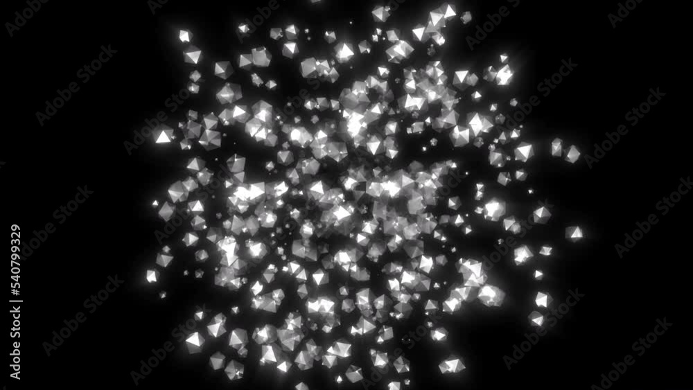 Stream of moving shimmering particles from point. Motion. Slow ...