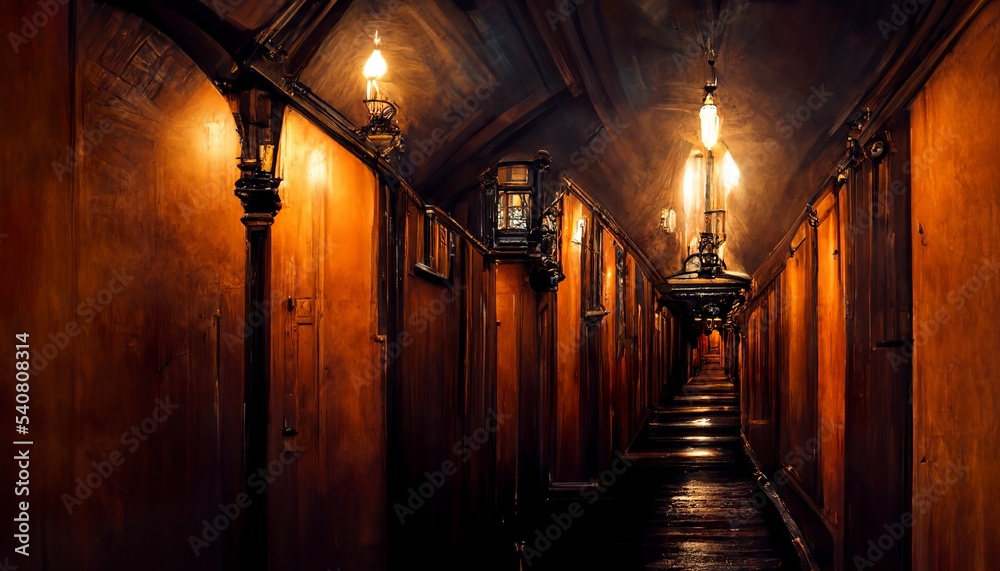 Old Victorian Mansion Cozy Hallway Interior design illustration Stock ...