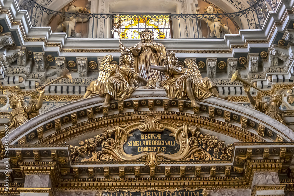 Interior of Catholic Cathedral of Sainte Reparate (Basilique-Cathedrale ...