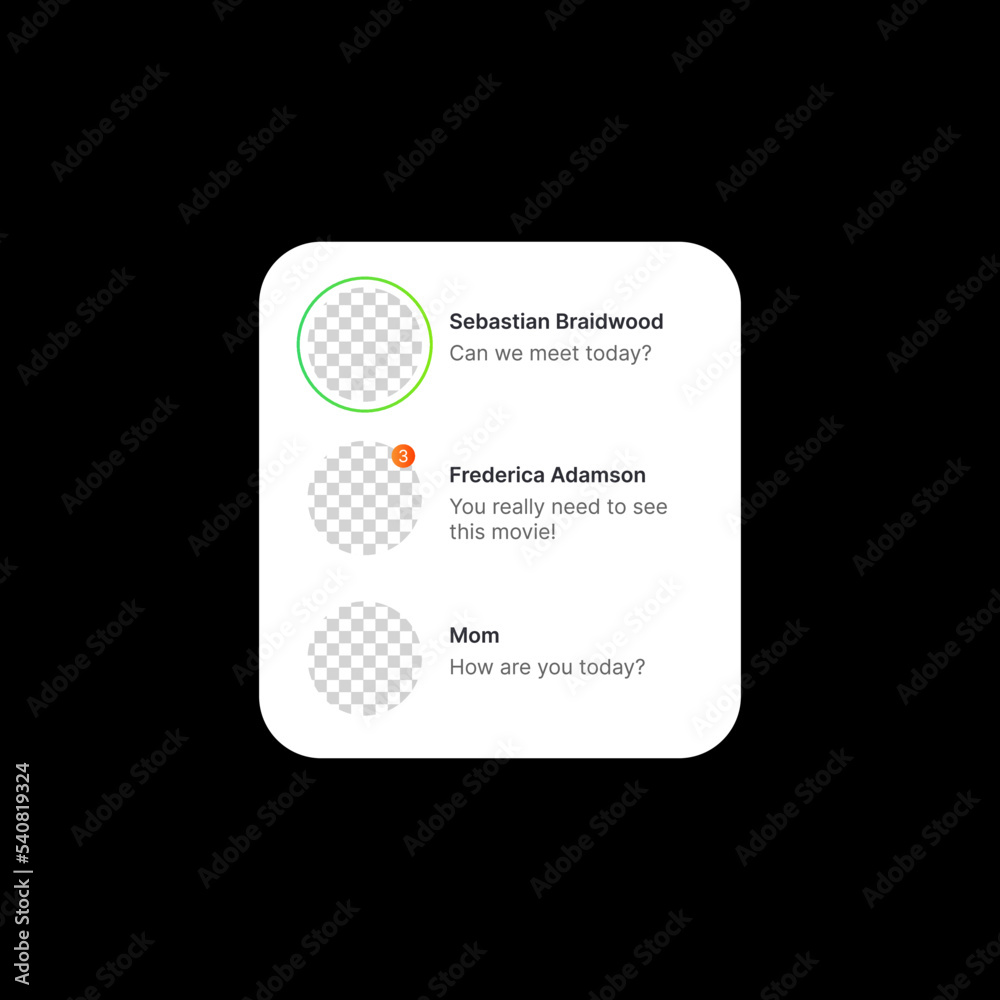 Incoming Messages Banner Illustration. Social Media UI Concept on Black ...