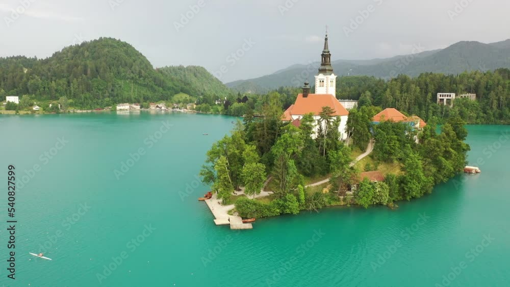lake bled drone aerial Pilgrimage Church of the Assumption of Mary In ...