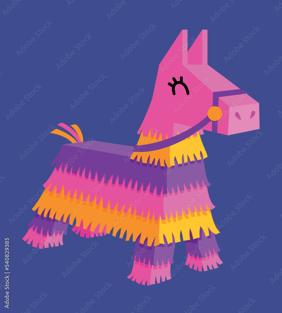 Mexican horse pinata. Pink animal with paper clothes and sweets inside ...