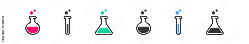 Beaker icon. Lab logo. Laboratory chemistry icon set. Chemical biology ...