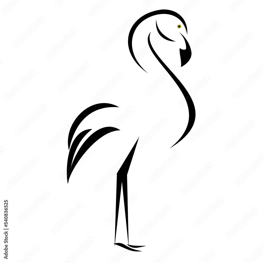 flamingo stylized with black lines Stock Vector | Adobe Stock