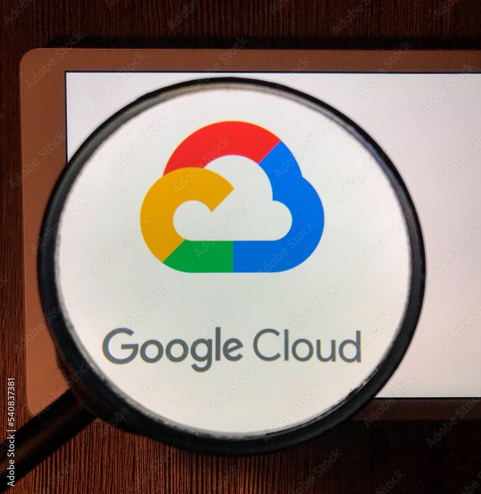 Spokane, WA/USA - September 2022: Magnified view of Google Cloud app ...