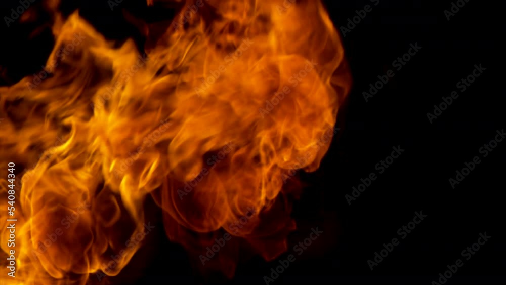 Burning fire. Bonfire. Closeup of flames burning slow motion effect ...