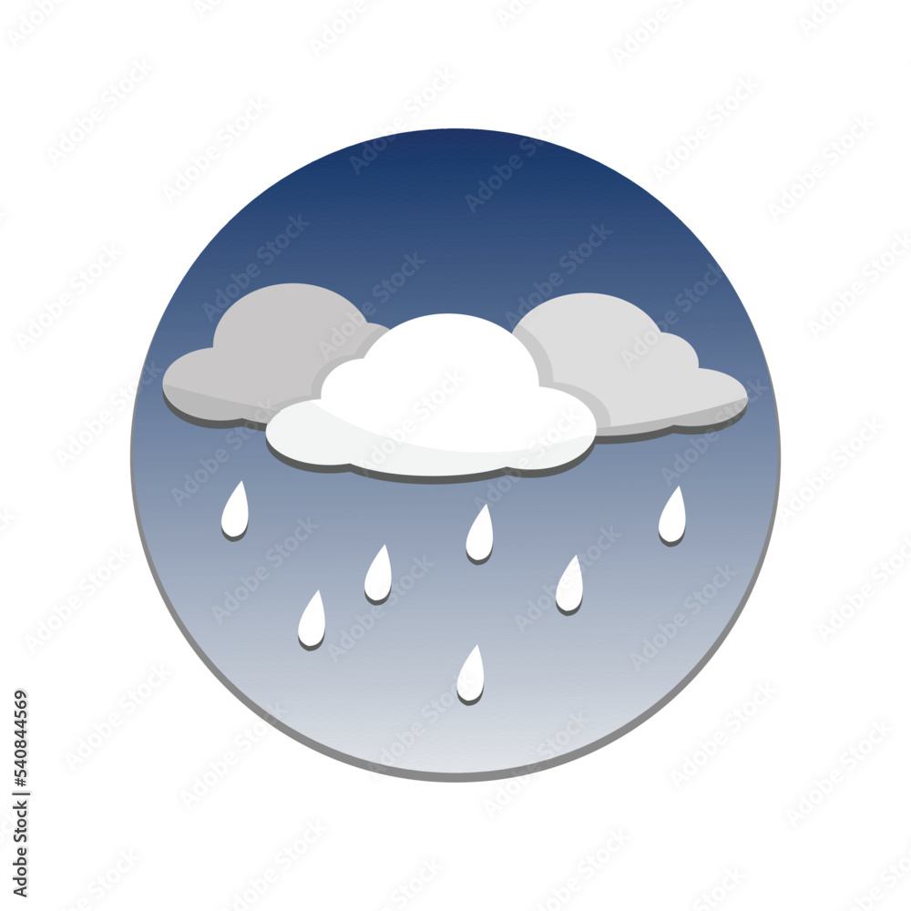 weather forecast rainy season, heavy rain and cloud cartoon object sign ...