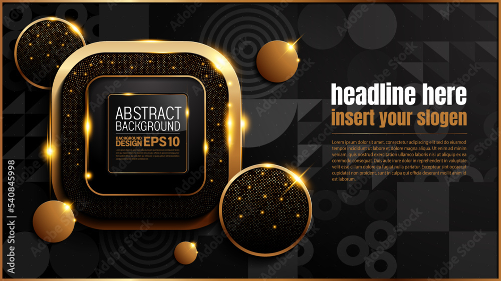 abstract black bauhaus style, golden sparkle background, luxury image ...