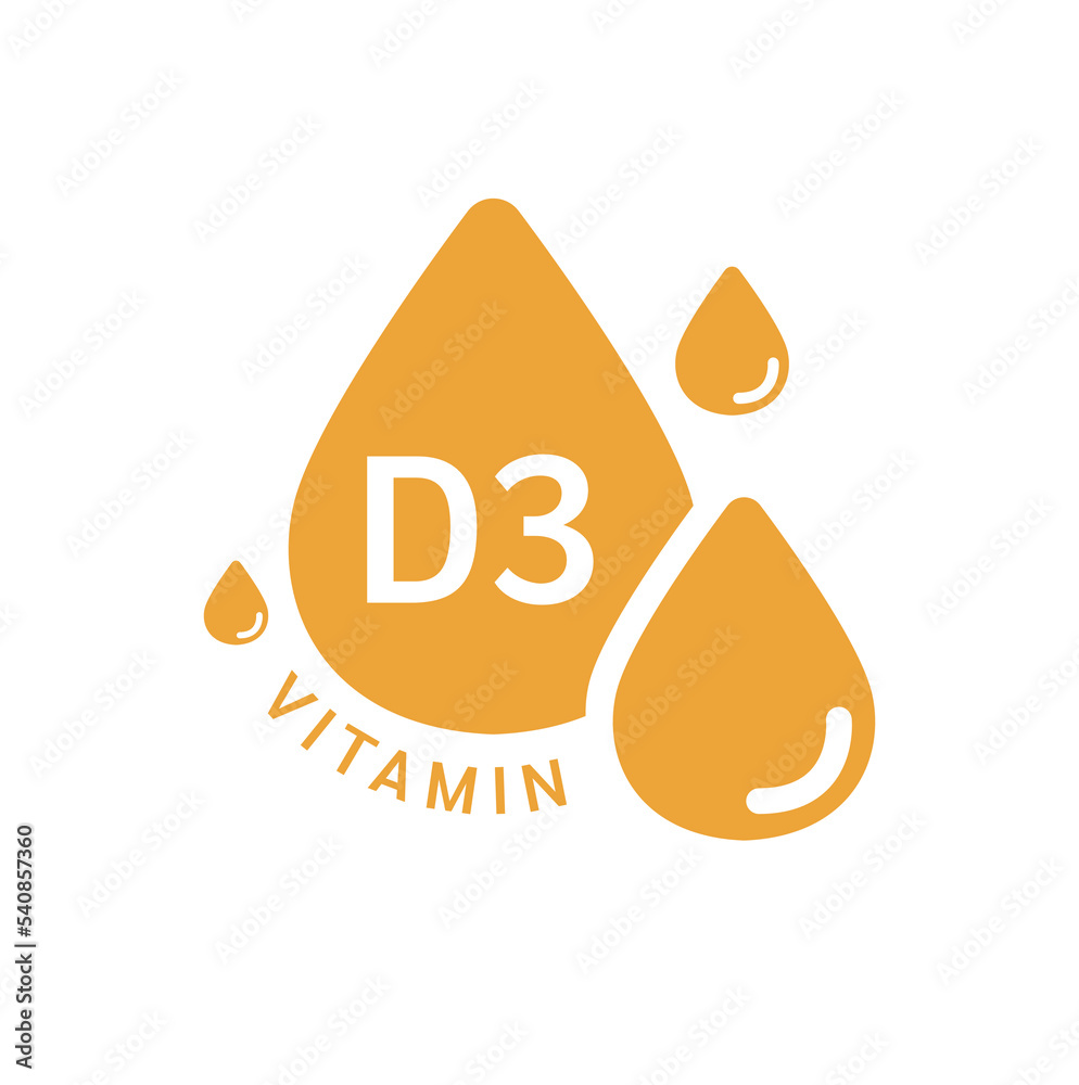 Vecteur Stock Vitamin D3 icon orange in form simple line water drop ...