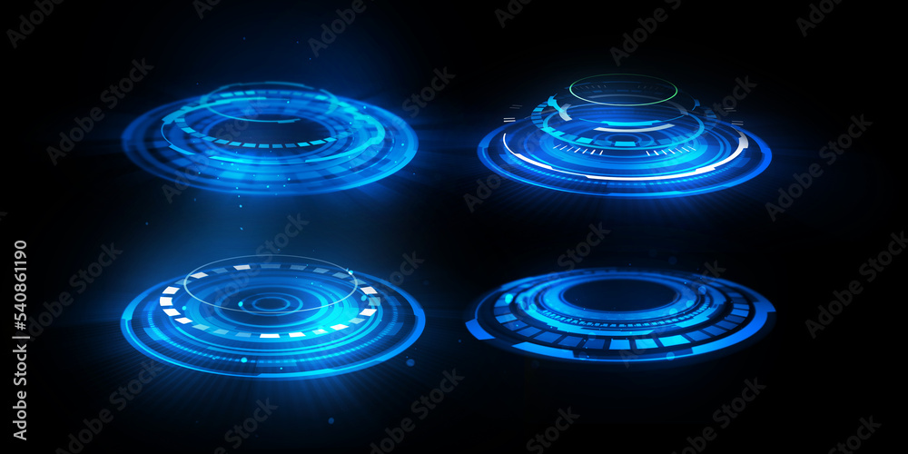 Abstract futuristic background of circle round glowing technology sci ...
