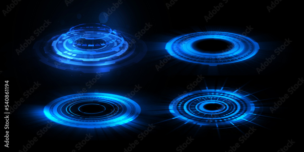 Abstract futuristic background of circle round glowing technology sci ...