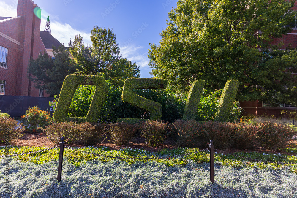 OSU Lettering in landscaped shrubs on the Oklahoma State University ...